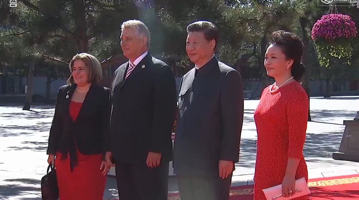 习近平偕夫人迎接外宾